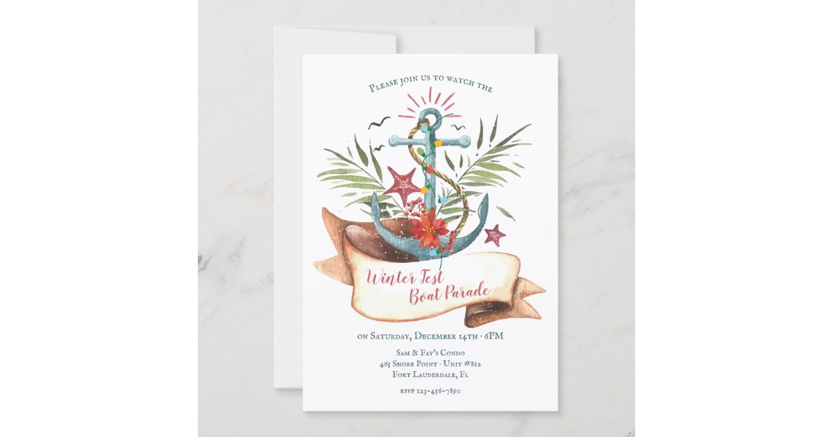 Christmas Boat Parade Anchor Invitation | Zazzle