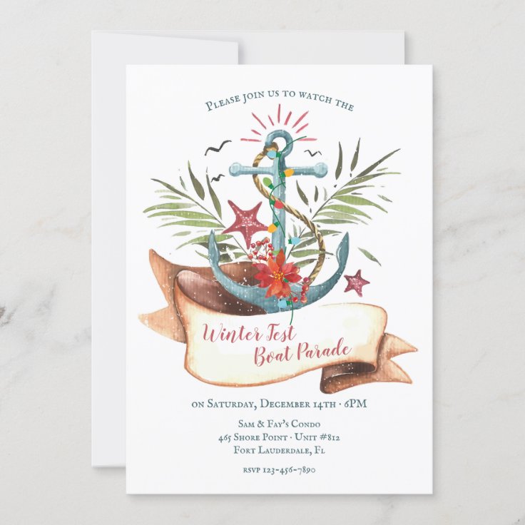 Christmas Boat Parade Anchor Invitation | Zazzle