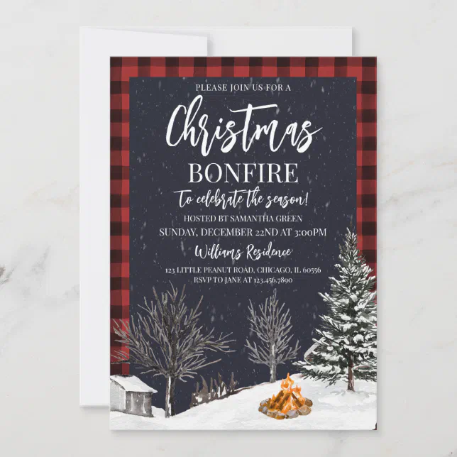 Christmas Bonfire Party Invitation | Zazzle