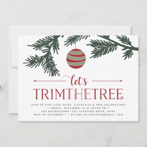Christmas Boughs | Tree Trimming Party Invitation | Zazzle