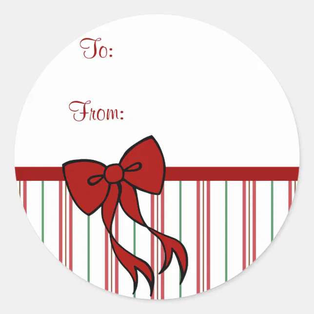 Christmas Bow Gift Tag Stickers | Zazzle
