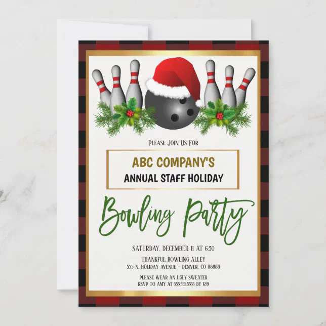 Christmas Bowling Party Invitation | Zazzle