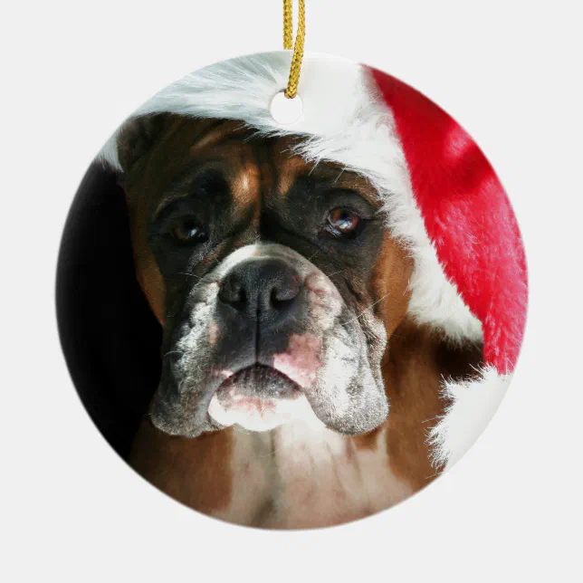 Christmas Boxer Dog Ceramic Ornament | Zazzle