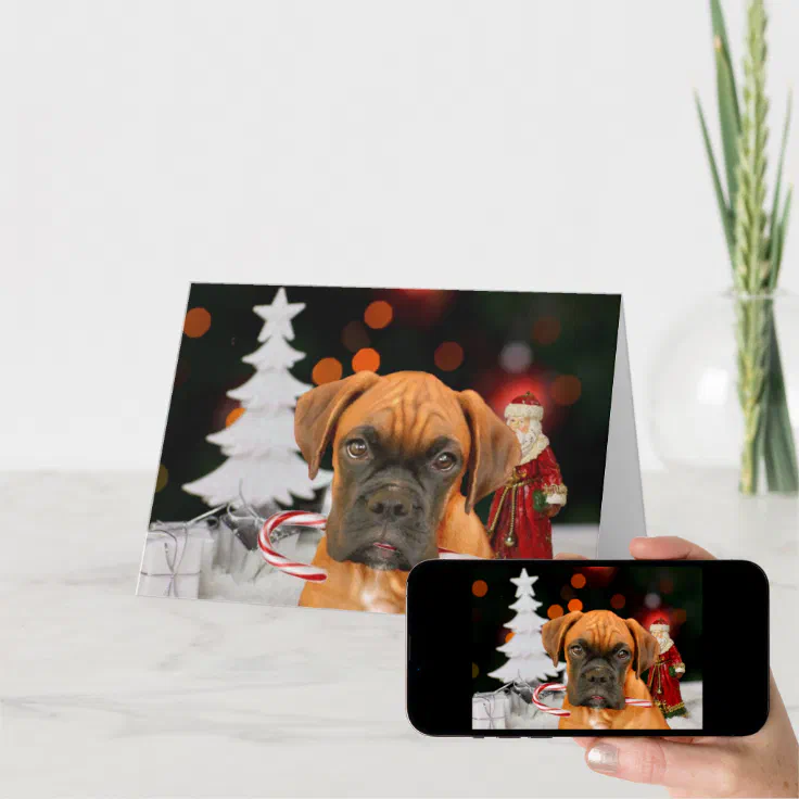 Christmas Boxer dog Greeting card | Zazzle