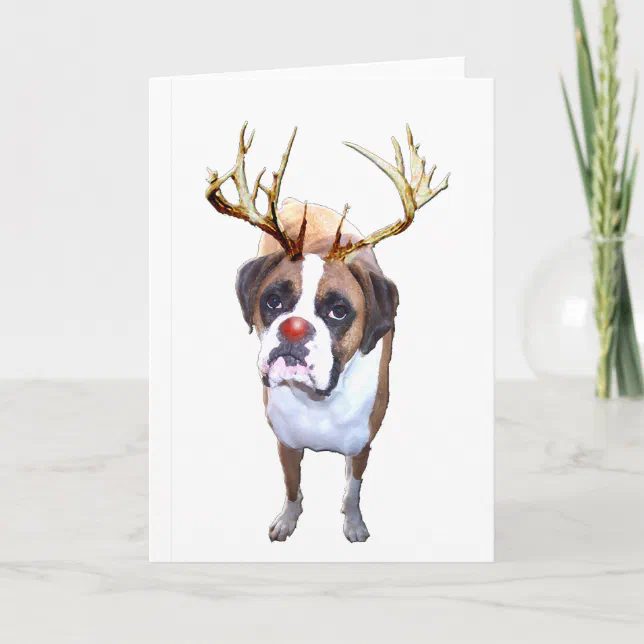 Christmas Boxer Dog Holiday Card | Zazzle