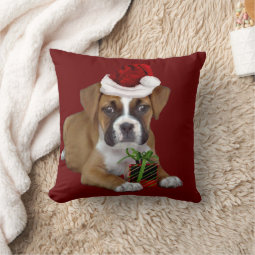 Christmas Boxer Dog throw pillow | Zazzle
