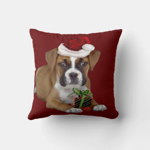 Christmas Boxer Dog throw pillow | Zazzle