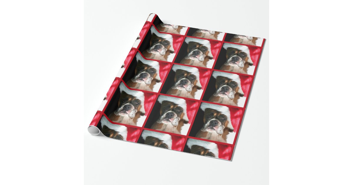 Christmas boxer dog wrapping paper | Zazzle