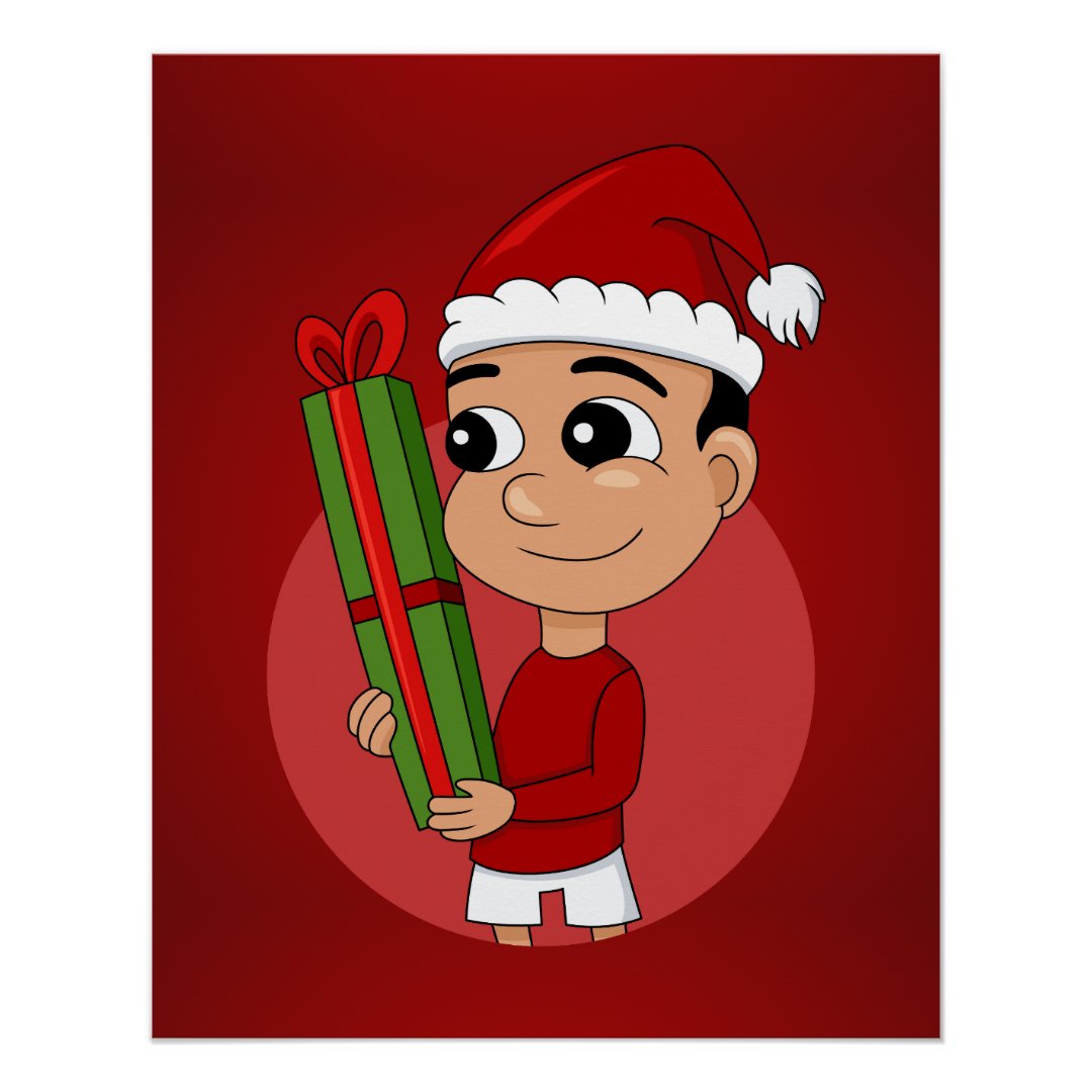 Christmas boy cartoon poster | Zazzle