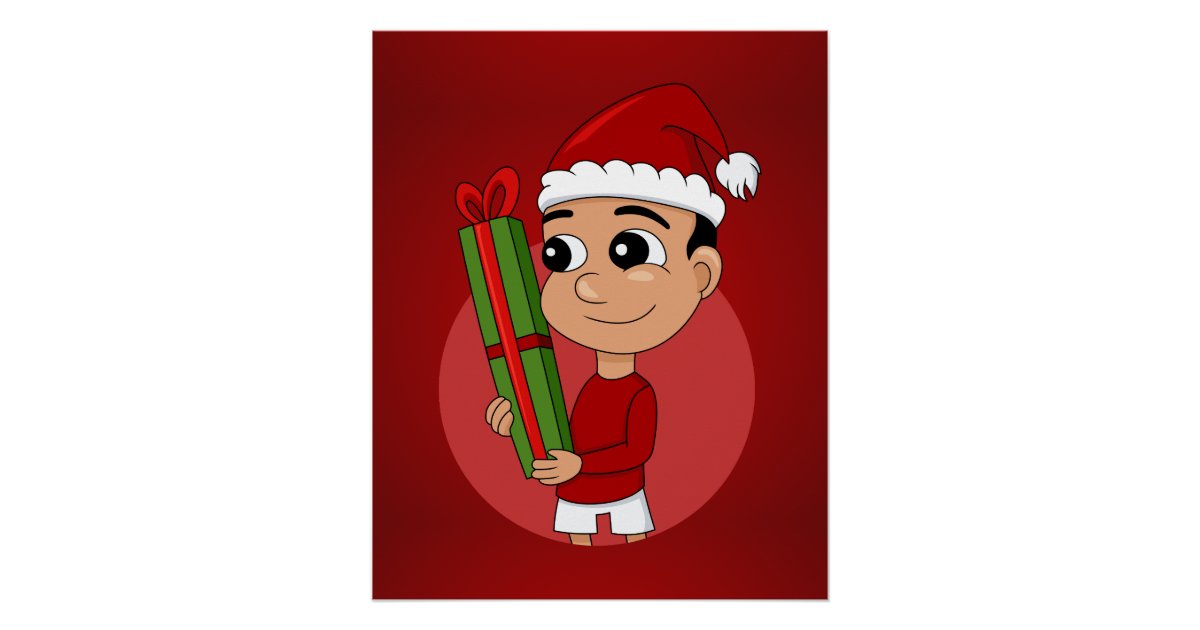 Christmas boy cartoon poster | Zazzle