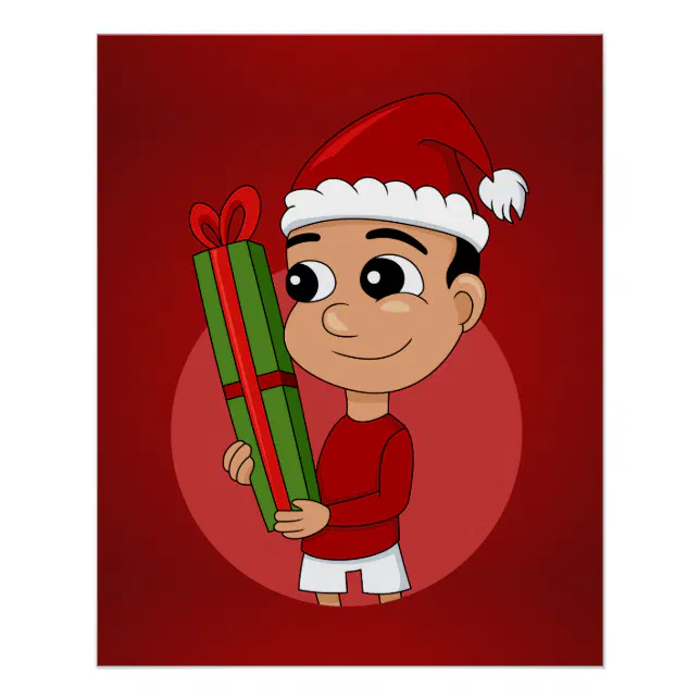 Christmas boy cartoon poster | Zazzle