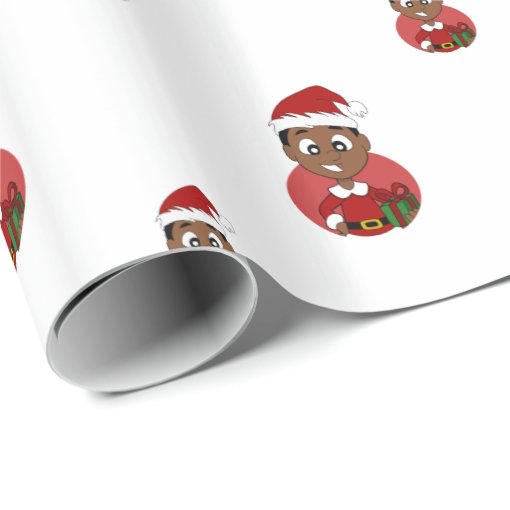 Christmas boy cartoon wrapping paper | Zazzle