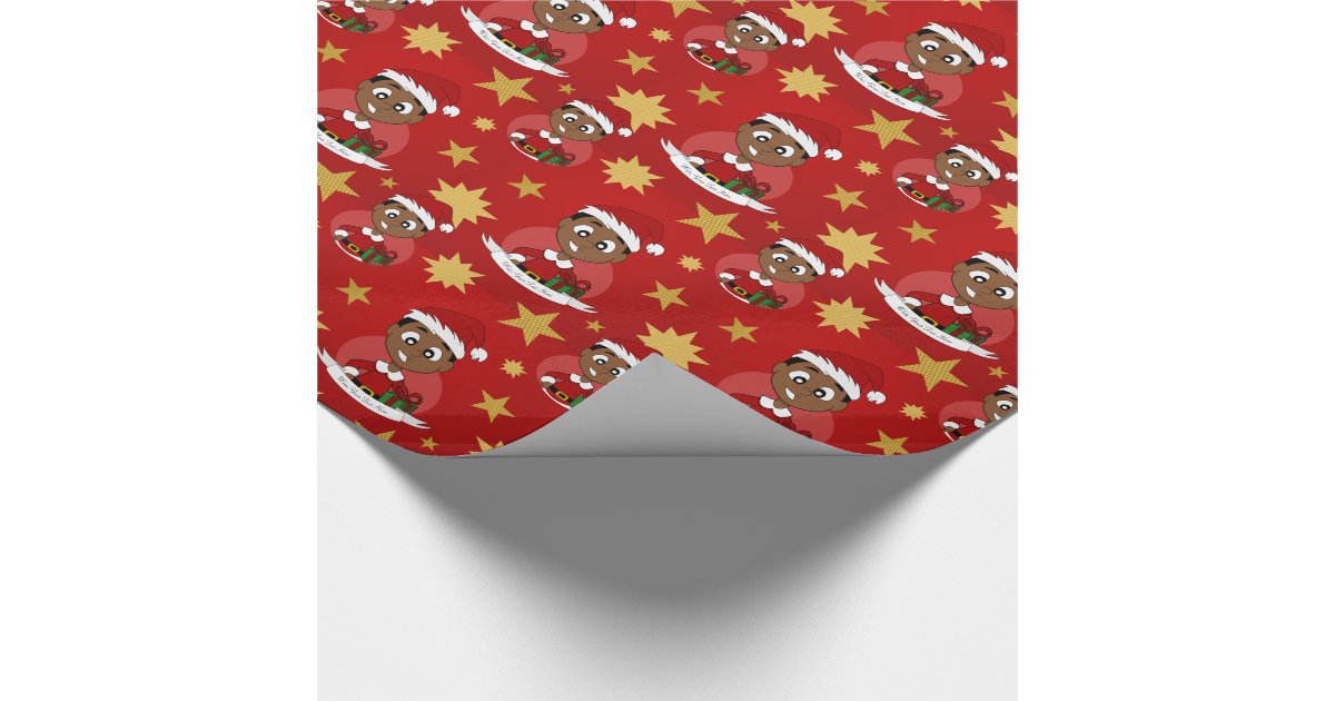 Christmas boy cartoon wrapping paper | Zazzle