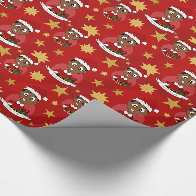 Christmas boy cartoon wrapping paper | Zazzle