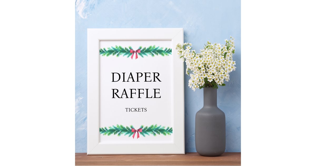 Christmas Branch Diaper Raffle Baby Shower Poster | Zazzle
