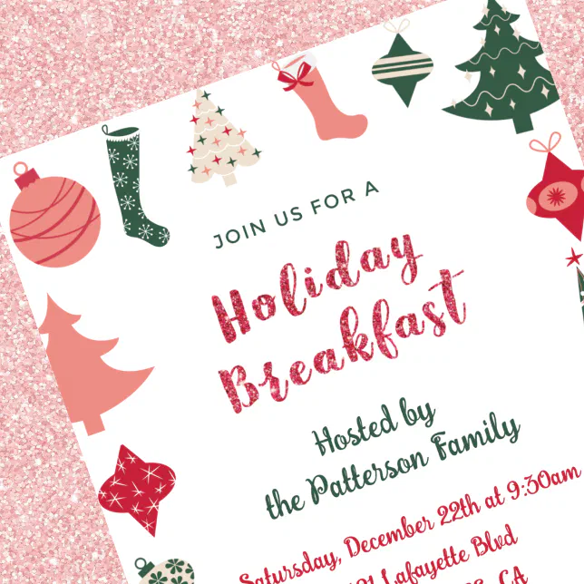 Christmas Breakfast Invitation Christmas Pattern | Zazzle