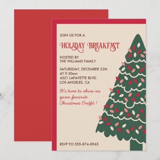 Christmas Breakfast Invitation Classic Giant Tree | Zazzle