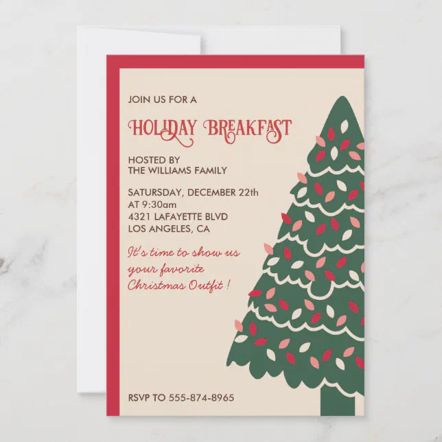 Christmas Breakfast Invitation Classic Giant Tree | Zazzle
