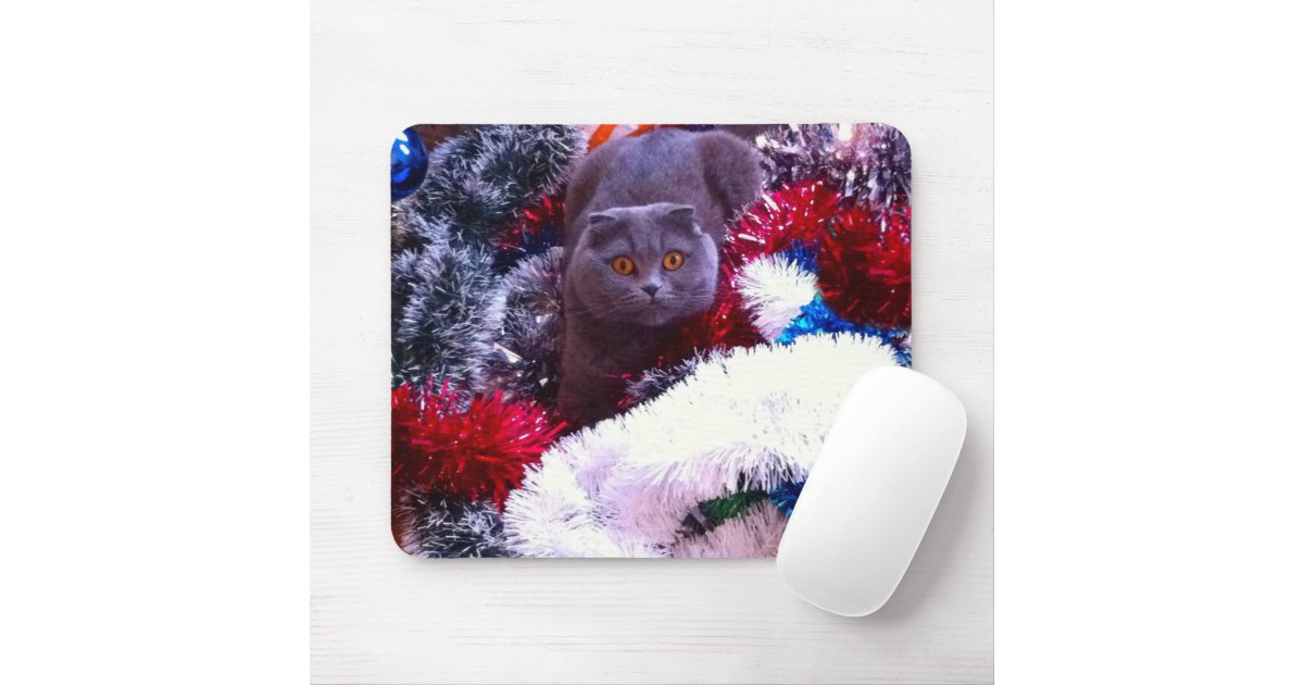 Christmas British blue cat Mouse Pad | Zazzle