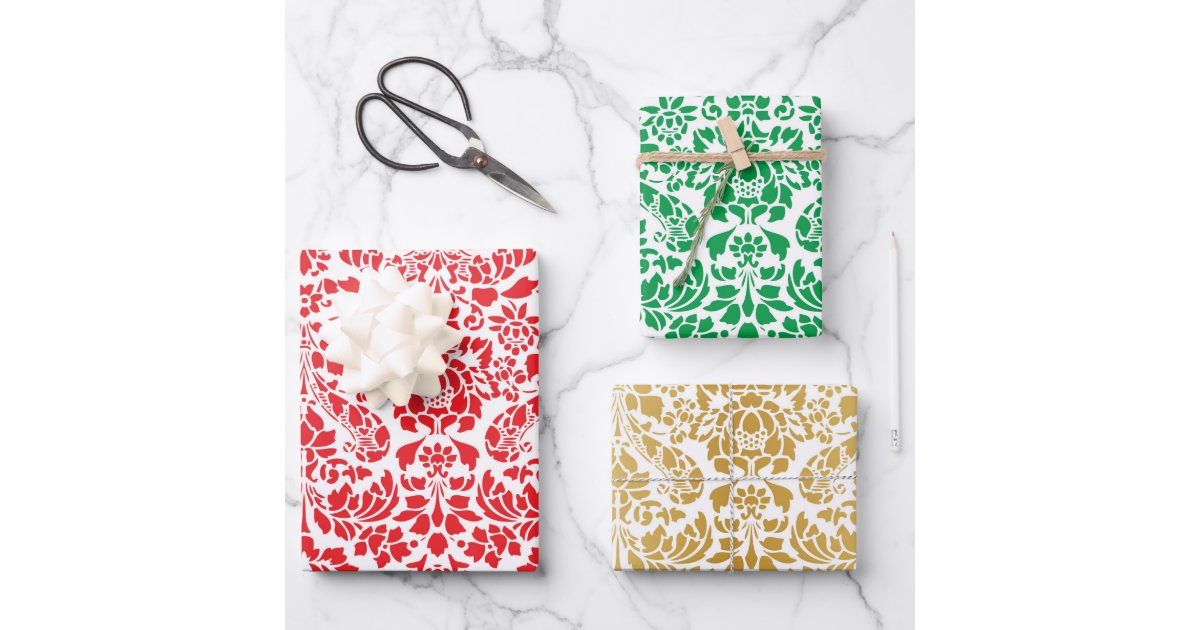 Christmas Brocade Trio Wrapping Paper Sheets | Zazzle