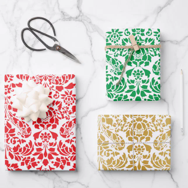 Christmas Brocade Trio Wrapping Paper Sheets | Zazzle