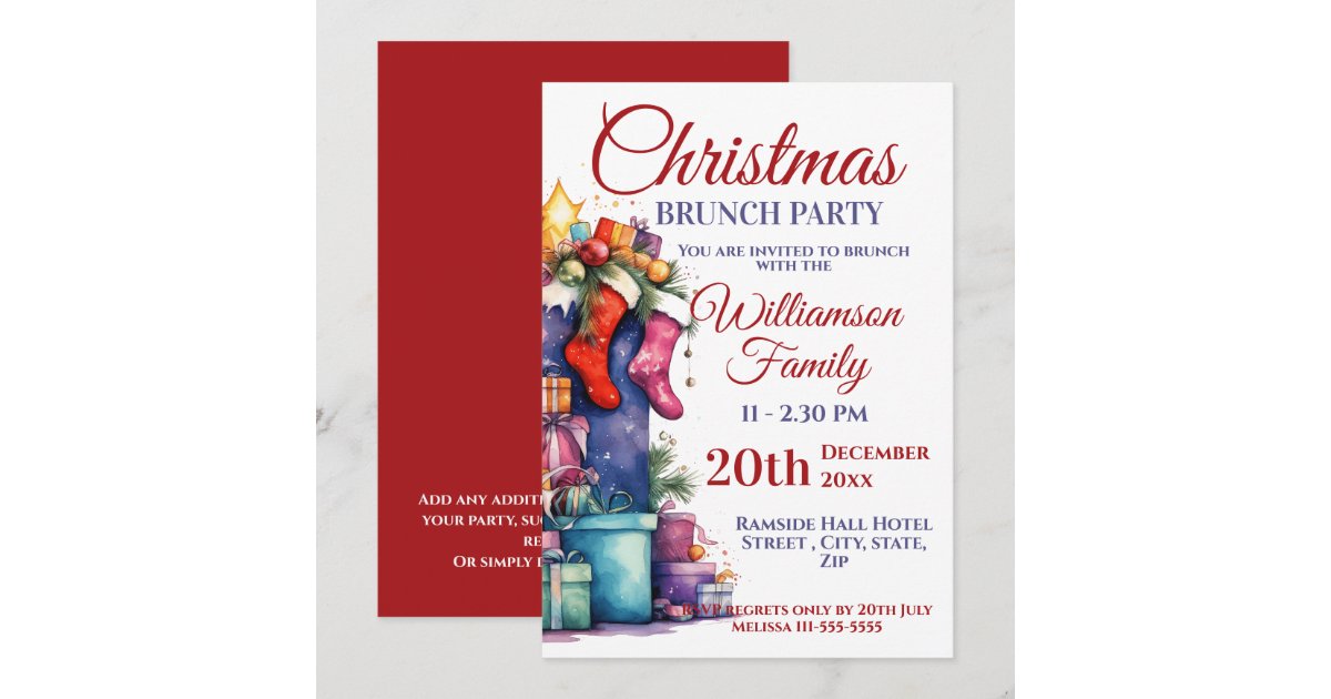 Christmas Brunch Santa Sack Invitation | Zazzle