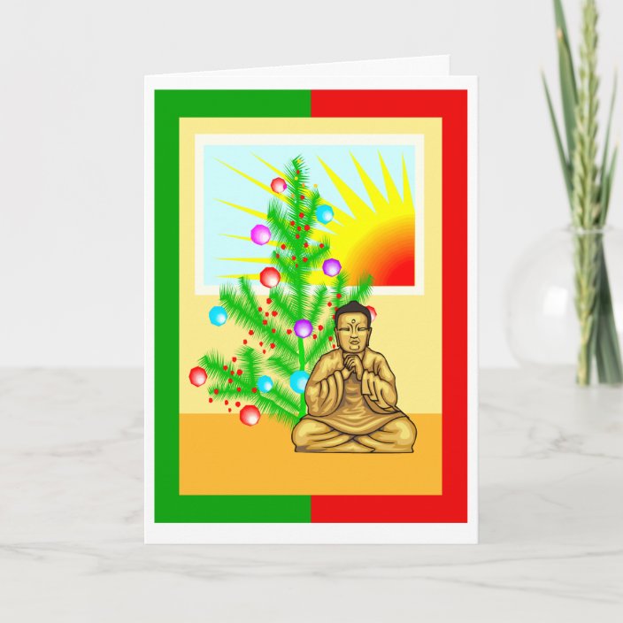 Christmas Buddha w/ Tree Holiday Card | Zazzle.com