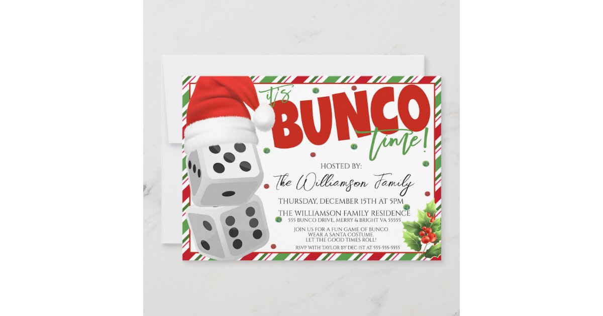 Christmas Bunco Night Invitation Dice Party Invite | Zazzle