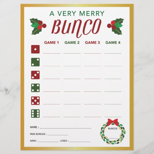 Christmas Bunco Party Game Score Card | Zazzle.com