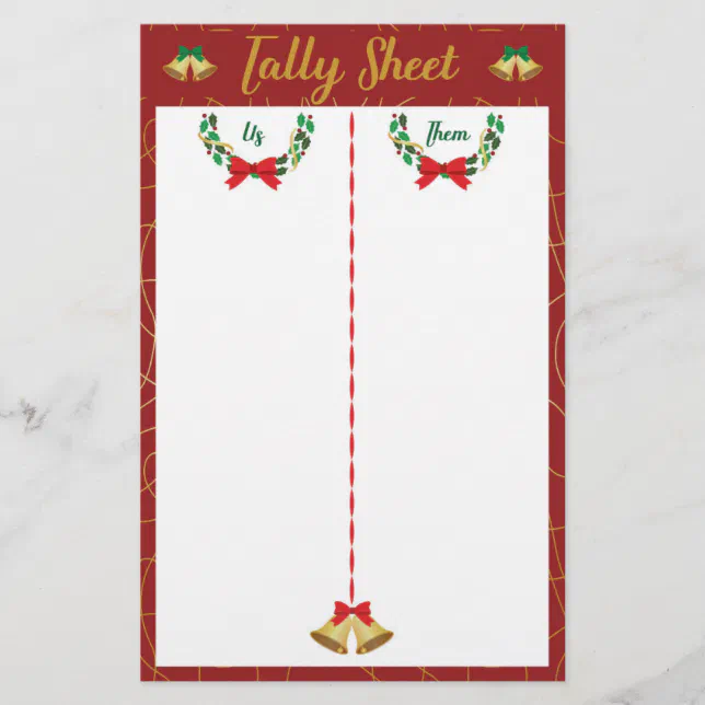 Christmas Bunco Party Game Tally Sheet | Zazzle