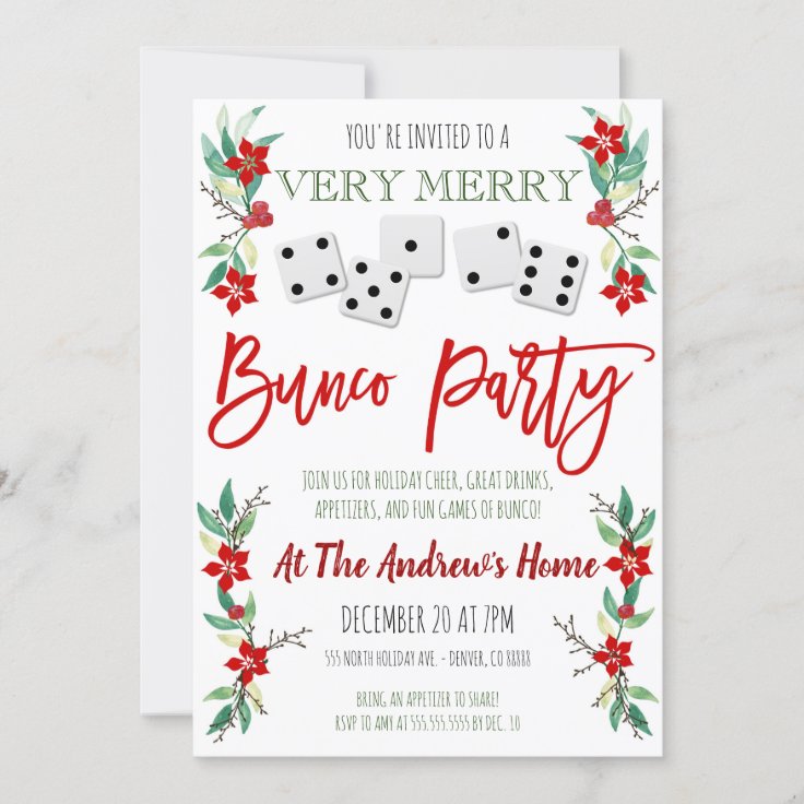 Christmas Bunco Party Invitation | Zazzle