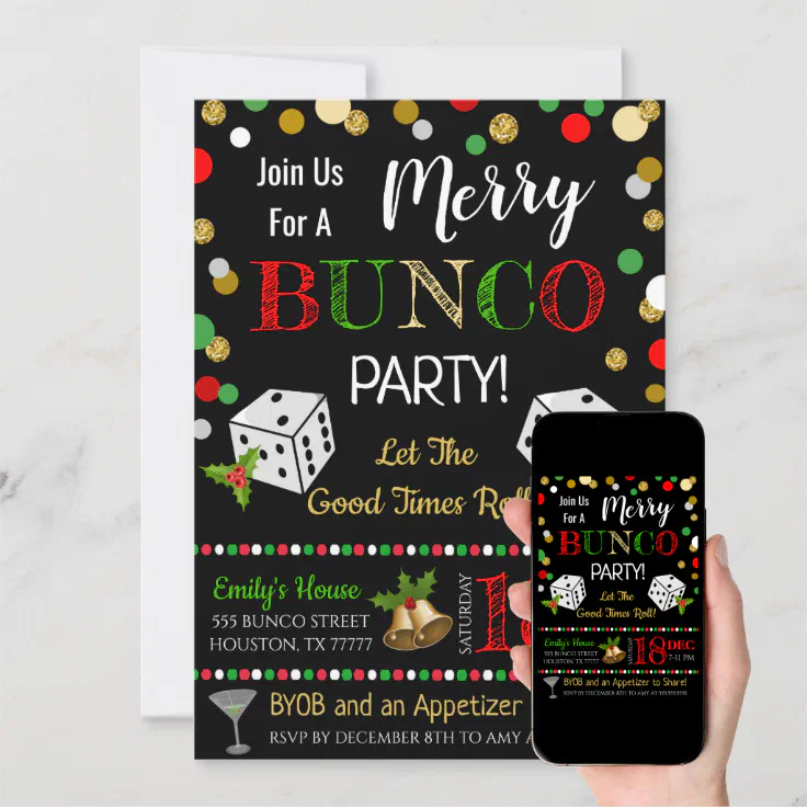Christmas Bunco Party Invitation | Zazzle