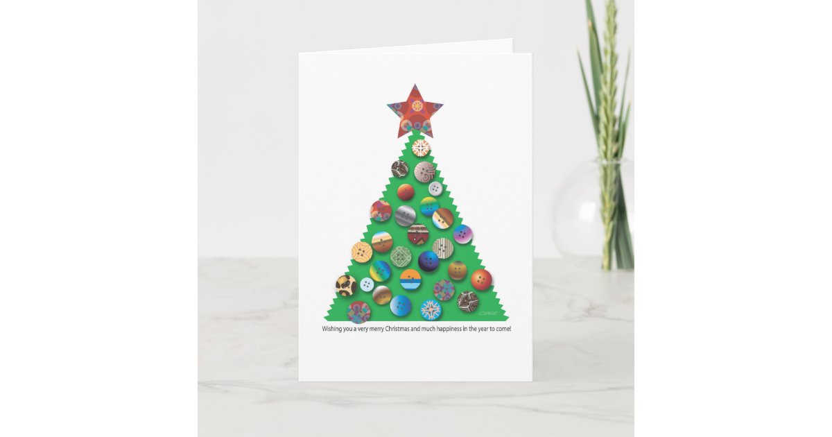 Christmas Button Tree greeting card | Zazzle