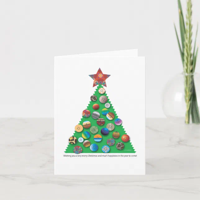 Christmas Button Tree note card | Zazzle