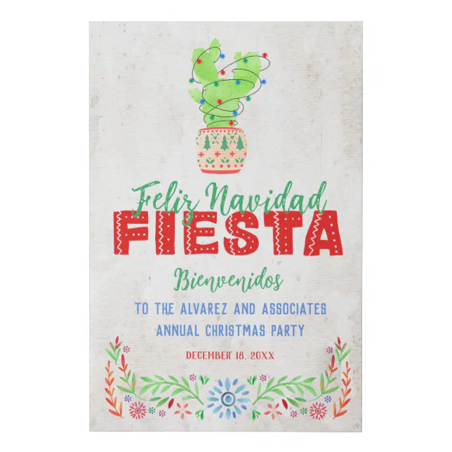 Christmas Cactus Feliz Navidad Fiesta Party Sign | Zazzle