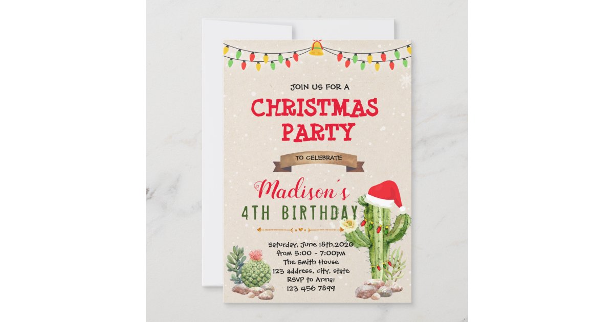 Christmas cactus theme invitation | Zazzle