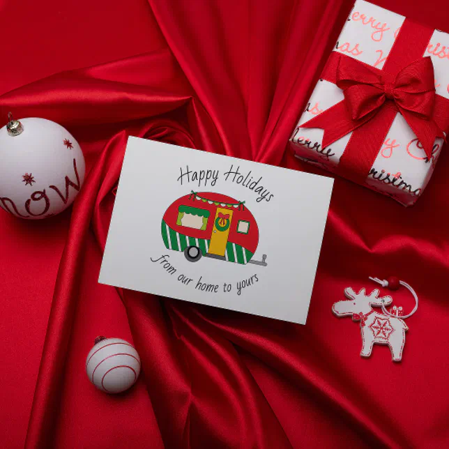 Christmas Camp Trailer Customizable Greeting Card | Zazzle