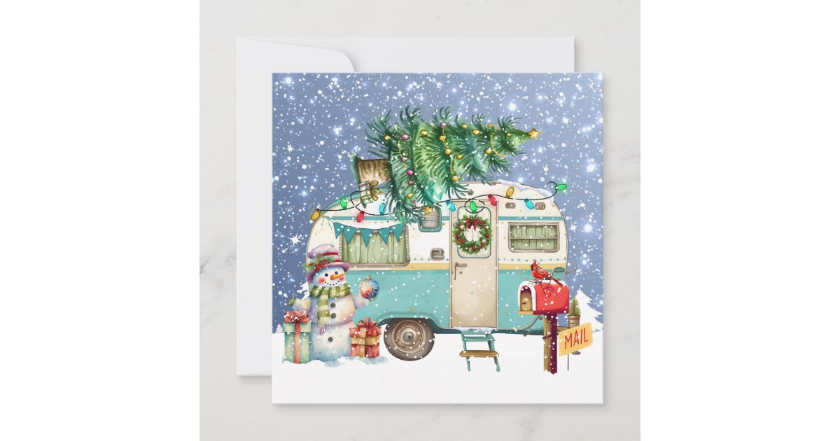 Christmas Camper Greeting Card | Zazzle