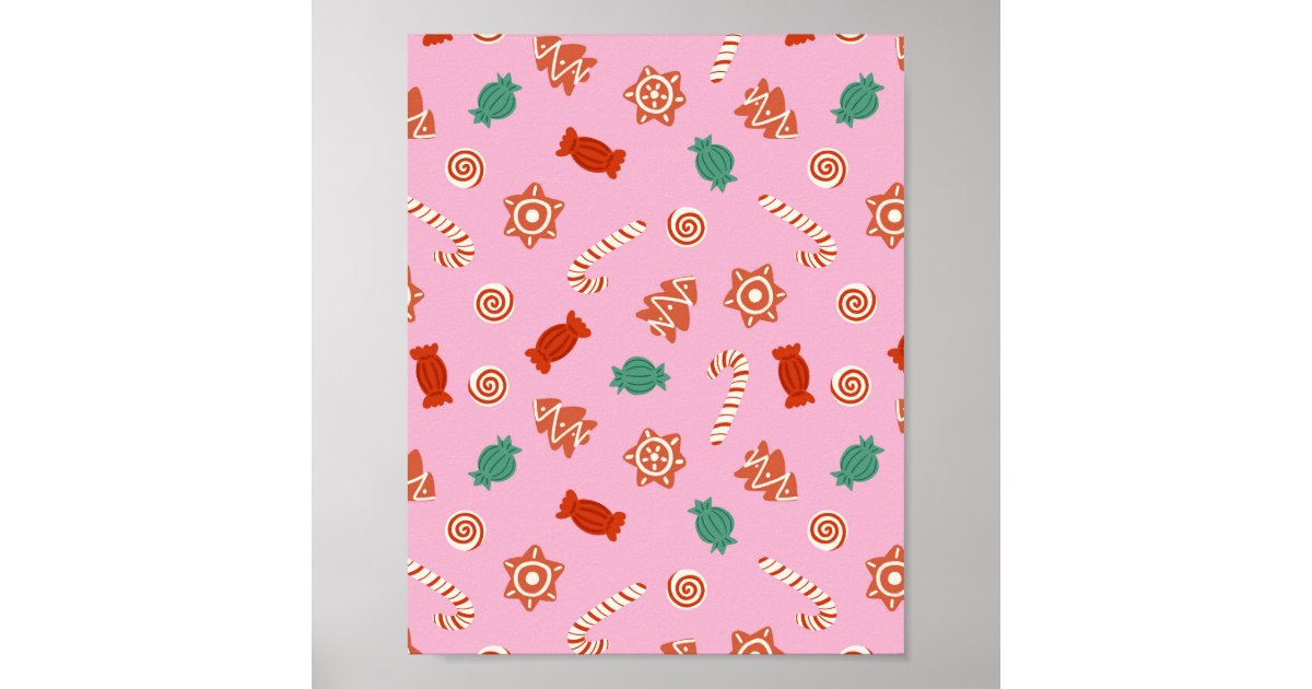 Christmas candies - pink poster | Zazzle