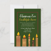 Christmas candlelight service candles gold art invitation | Zazzle
