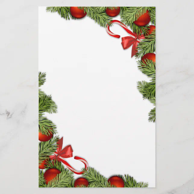 Christmas candy cane and tree detail stationary stationery | Zazzle