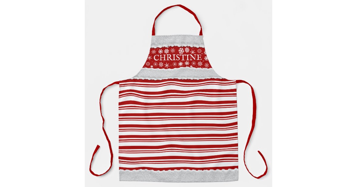 Christmas Candy Cane Custom Apron | Zazzle