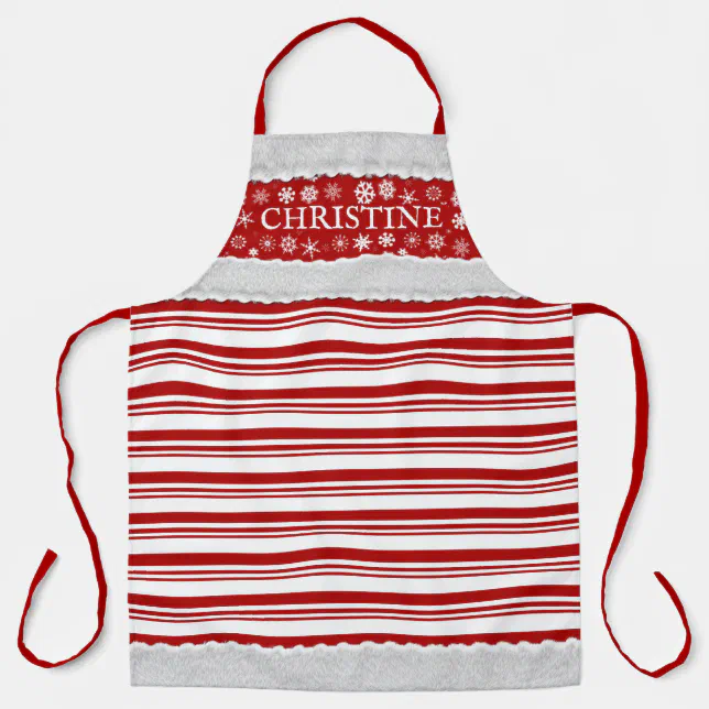 Christmas Candy Cane Custom Apron | Zazzle