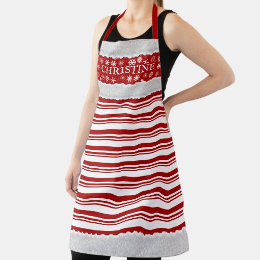 Christmas Candy Cane Custom Apron | Zazzle