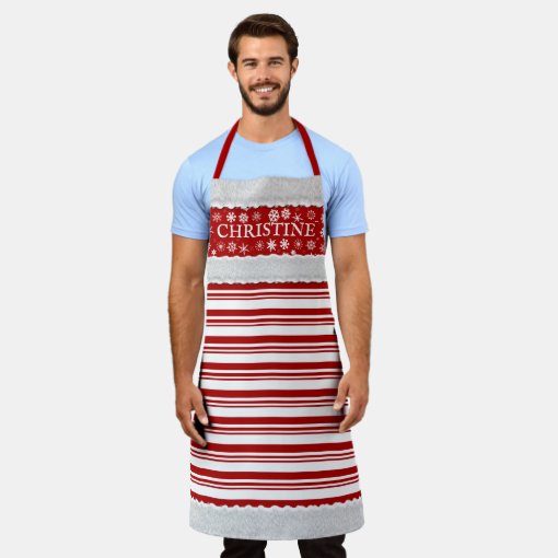 Christmas Candy Cane Custom Apron | Zazzle