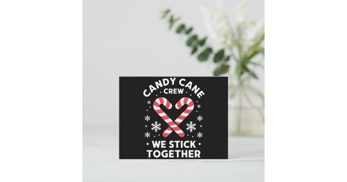 Christmas Candy Cane Heart We Stick Together Holiday Postcard | Zazzle