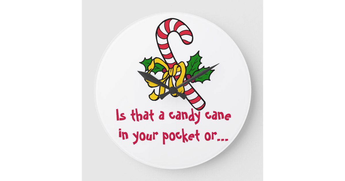 Christmas Candy Cane Joke Large Clock | Zazzle