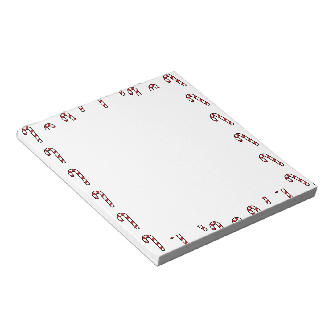 Christmas candy cane on white notepad | Zazzle