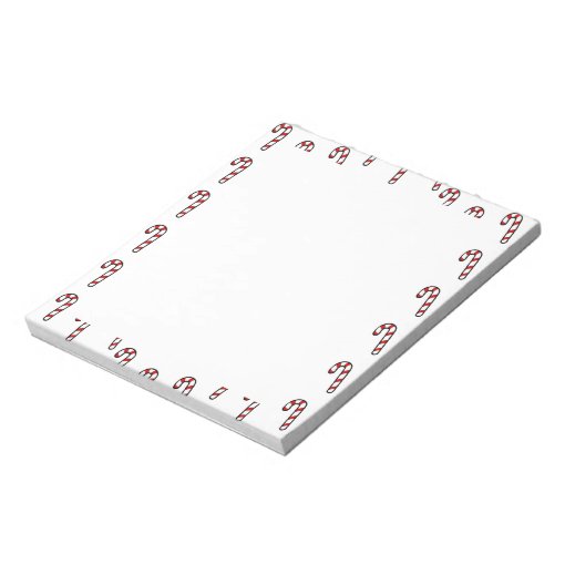 Christmas candy cane on white notepad | Zazzle
