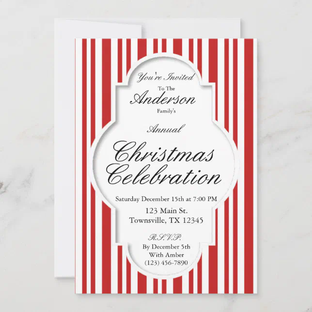 Christmas Candy Cane Party Invitation | Zazzle